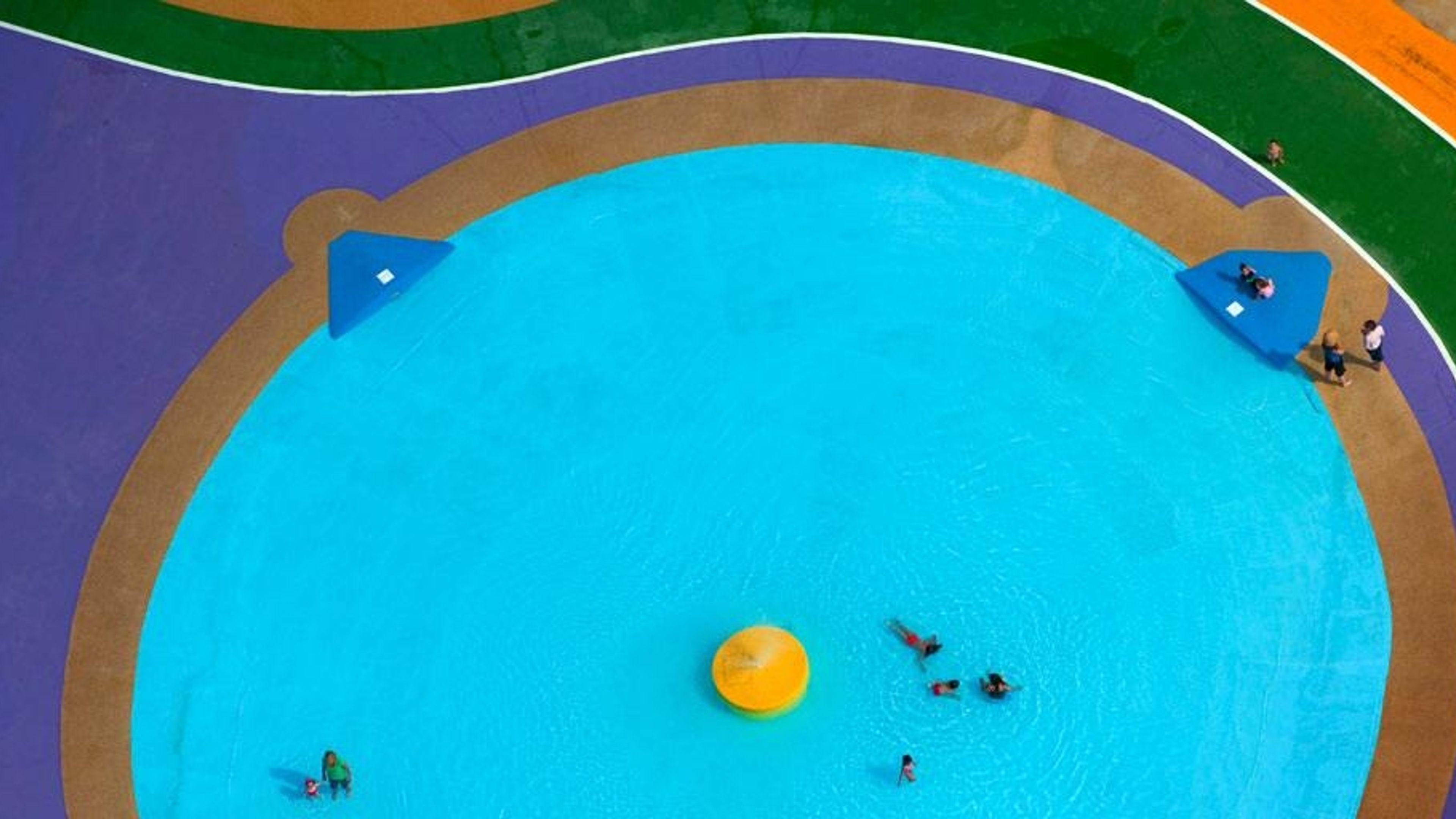 Colorful children's paddling pool in Watford, Hertfordshire, England ...