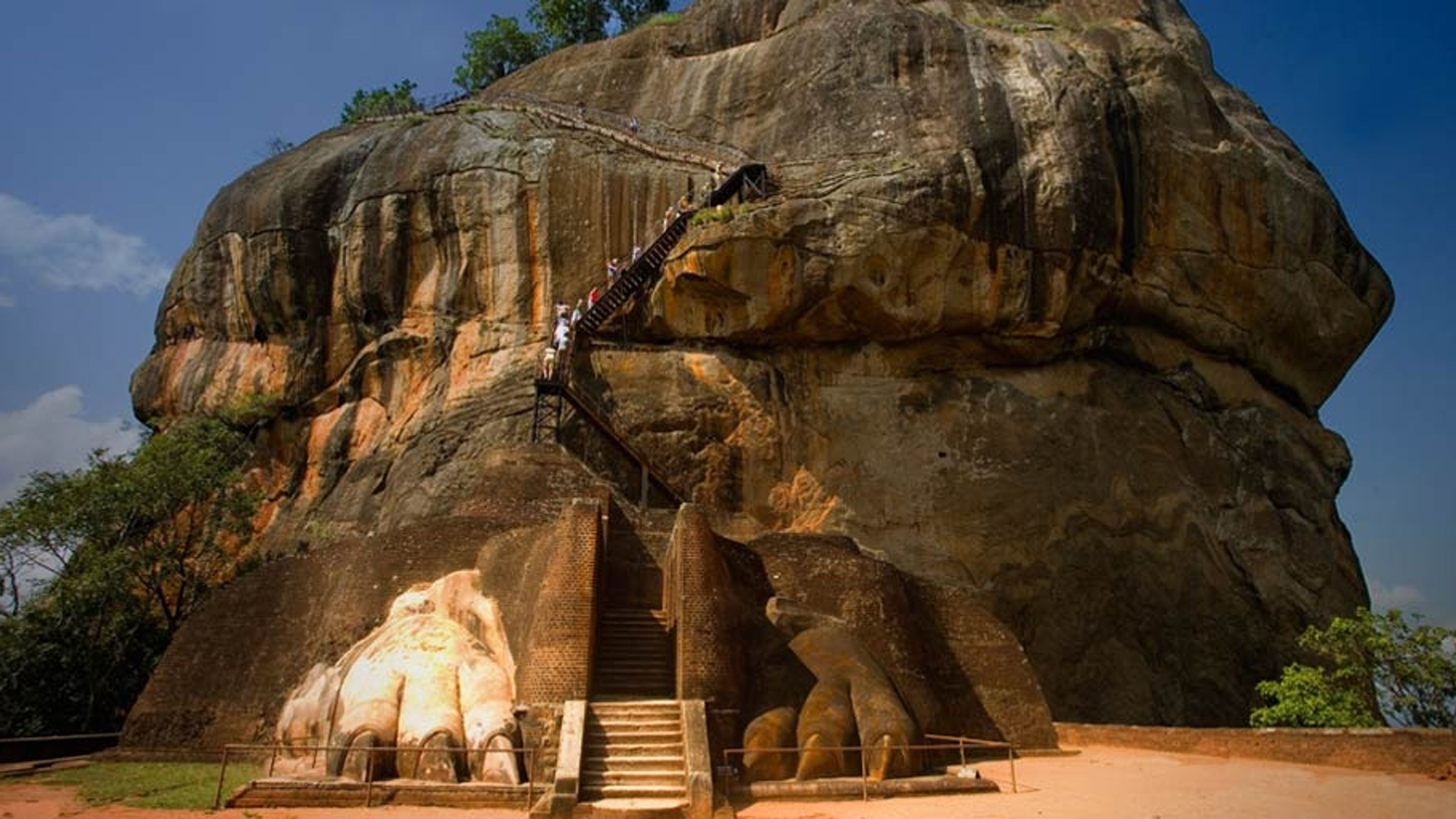 Remains of the colossal lion sculpture that flanked the stairway ...