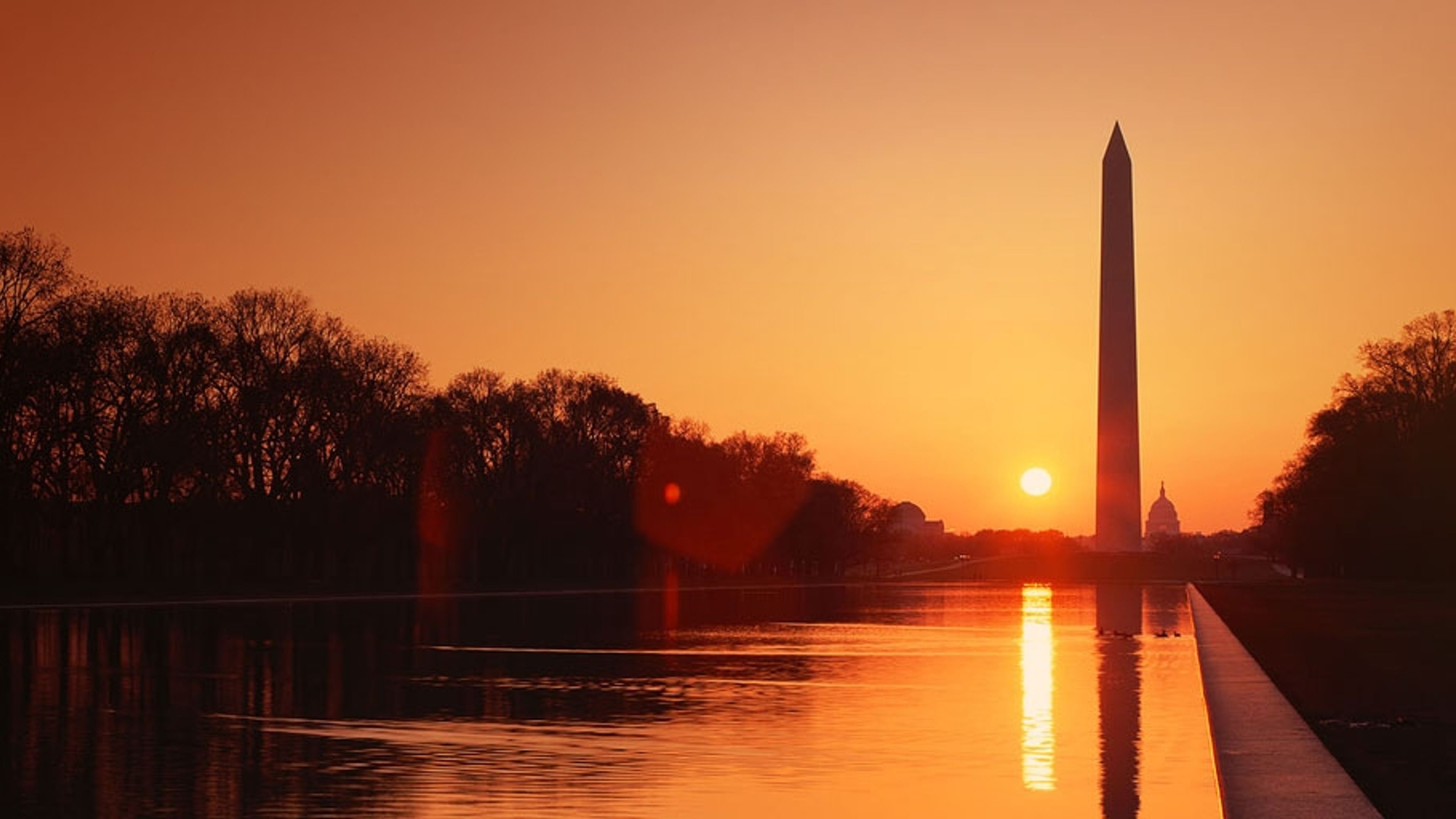 Washington Monument Sunset Sunset, Aerial, Washington Dc, District By