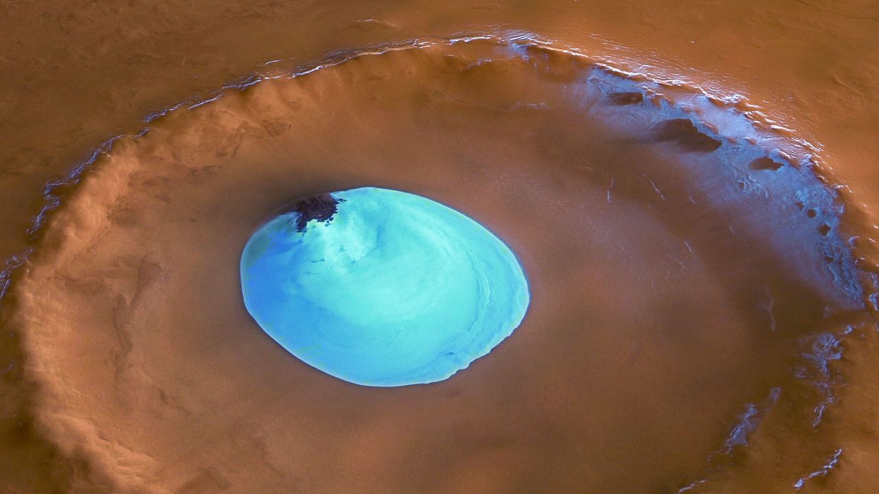 Ice in a crater of the Vastitas Borealis region of Mars - Bing Gallery ...