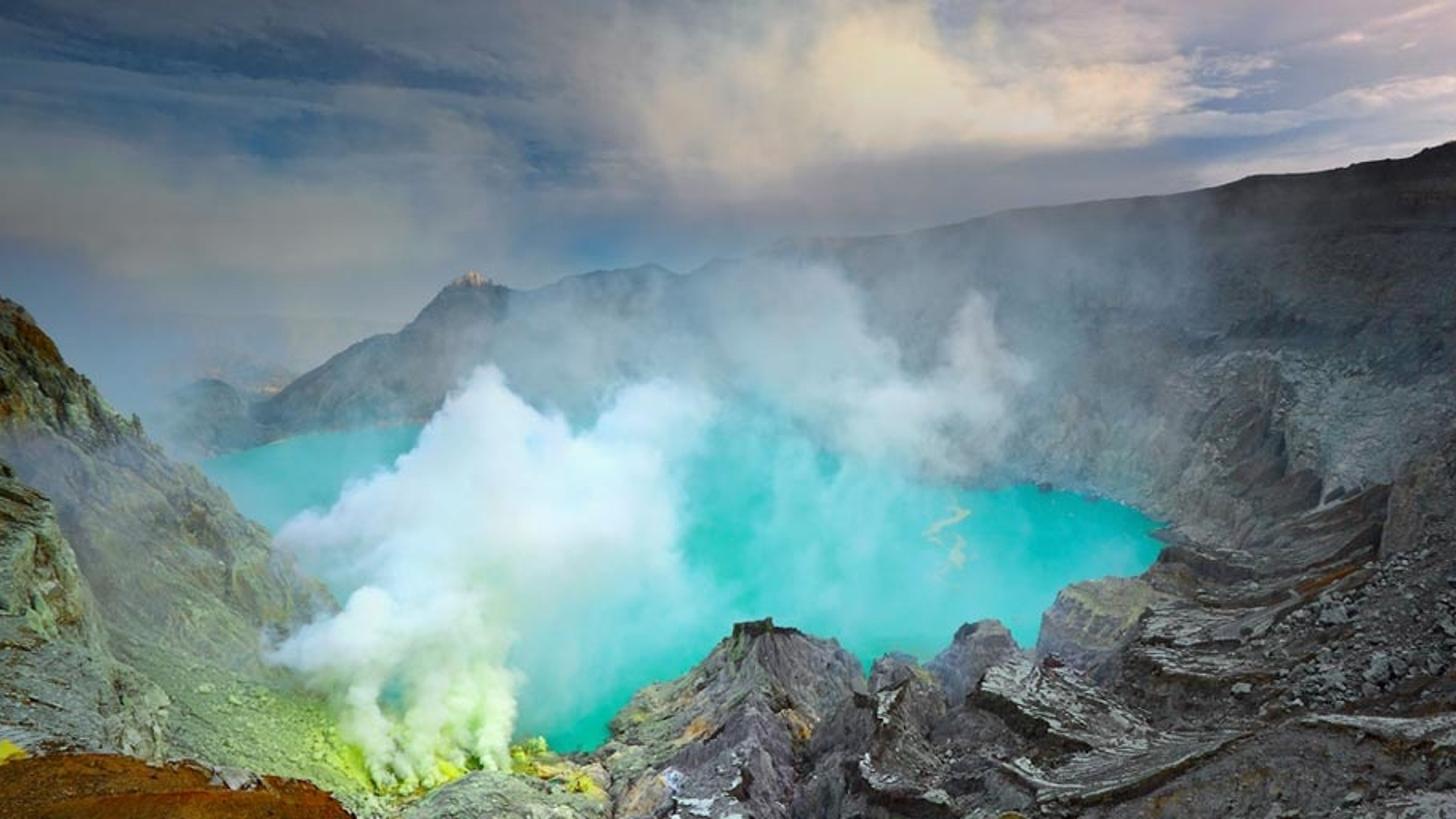 One of the dozens of currently active volcanoes in Java, Indonesia ...
