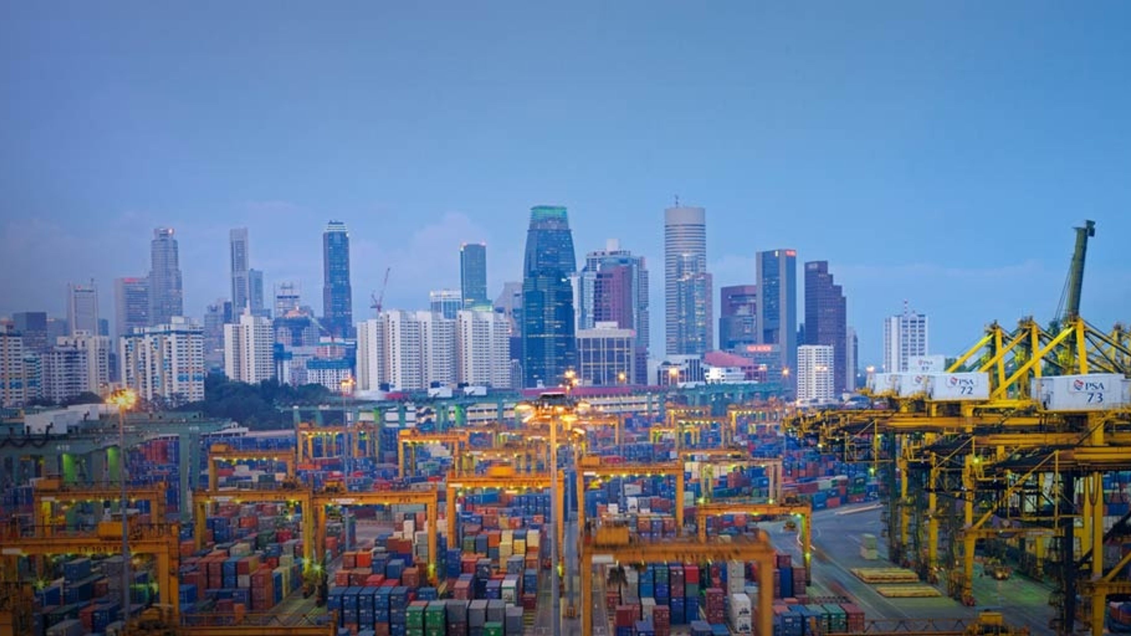 Shipping containers at the Port of Singapore Authority, Singapore ...