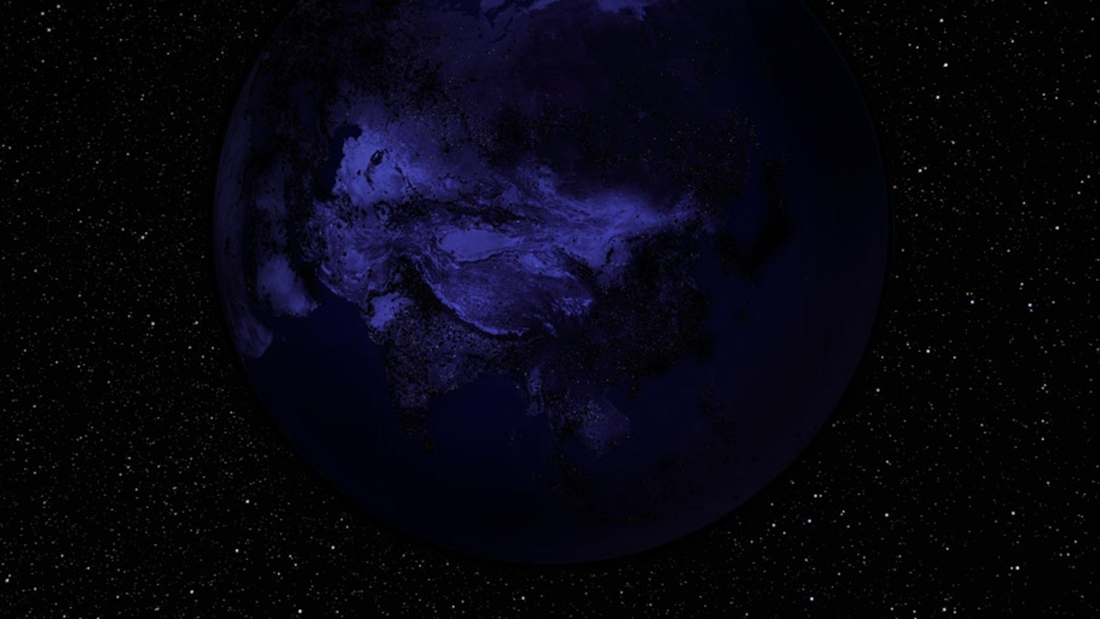 Satellite image of the Earth, centered on Asia, with lights out - Bing ...