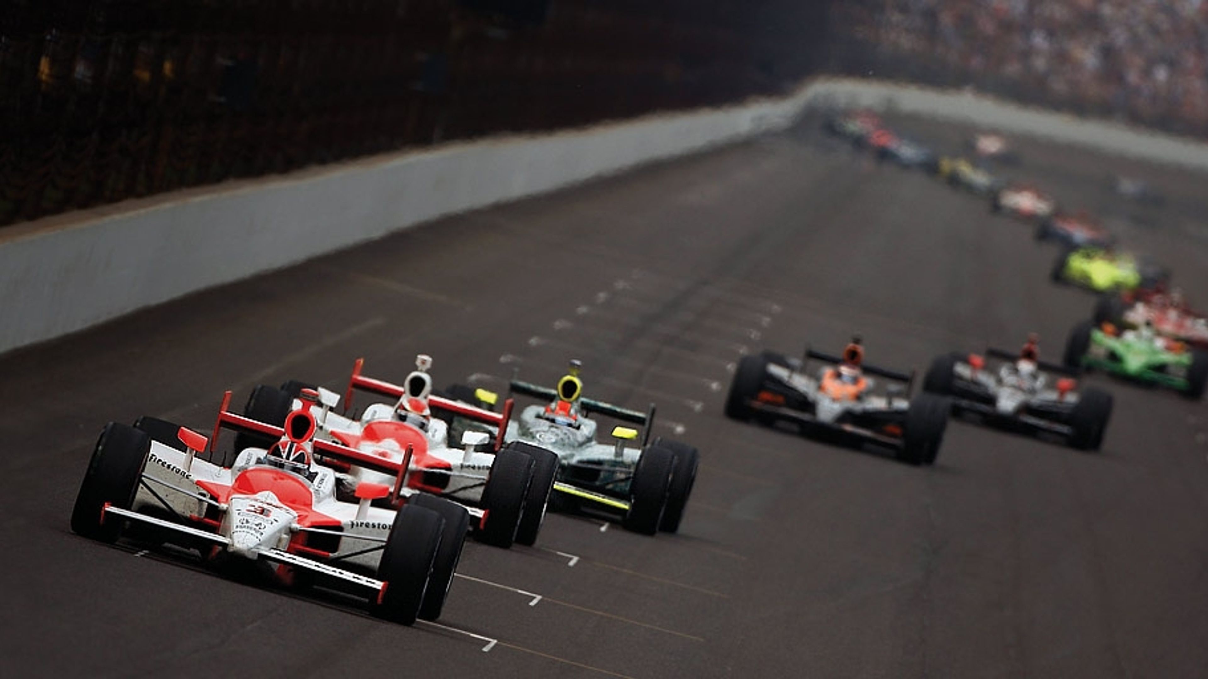 Cars racing at Indianapolis Motor Speedway in Indianapolis, Indiana ...