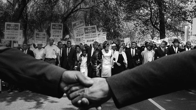 The front line of demonstrators during the March on Washington for Jobs ...