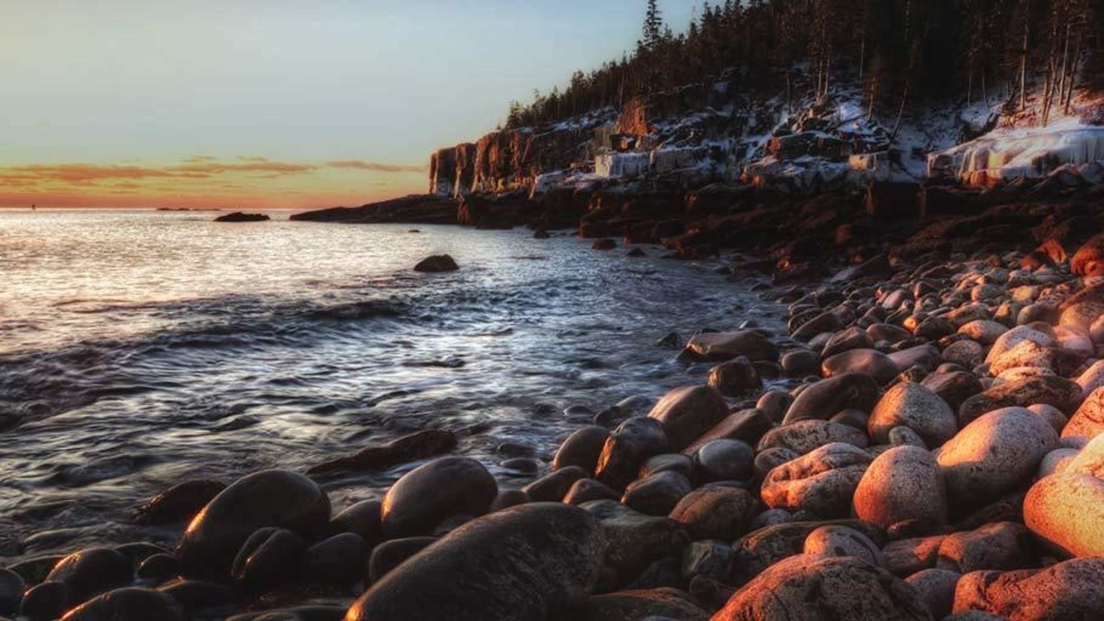 Otter Cliffs and sea stones in Acadia National Park, Maine - Bing Gallery