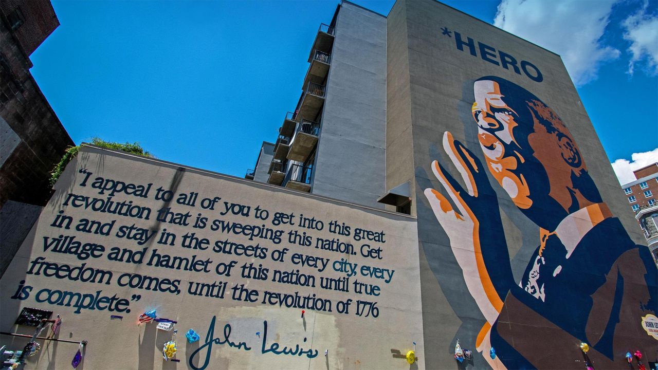 John Lewis hero mural by Sean Schwab in the Sweet Auburn district of ...