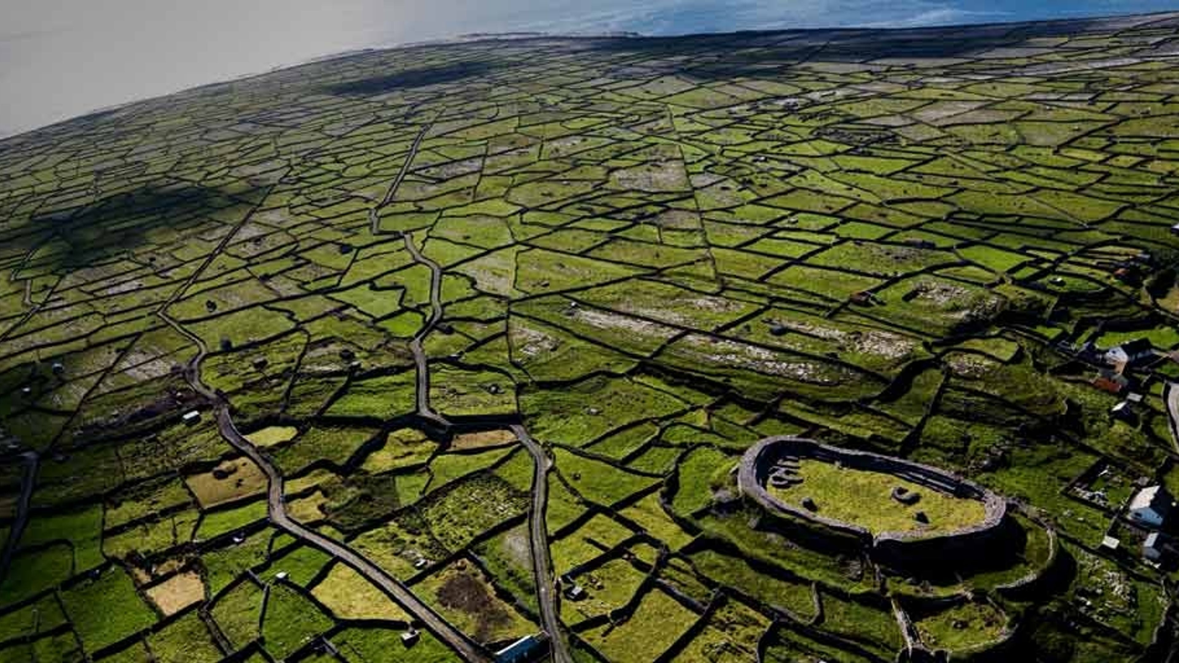 Aerial view over Inishmaan in the Aran Islands, Ireland - Bing Gallery