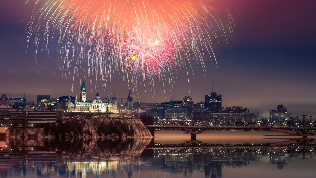 Fireworks over Parliament Hill with reflection, Ottawa - Bing Gallery ...