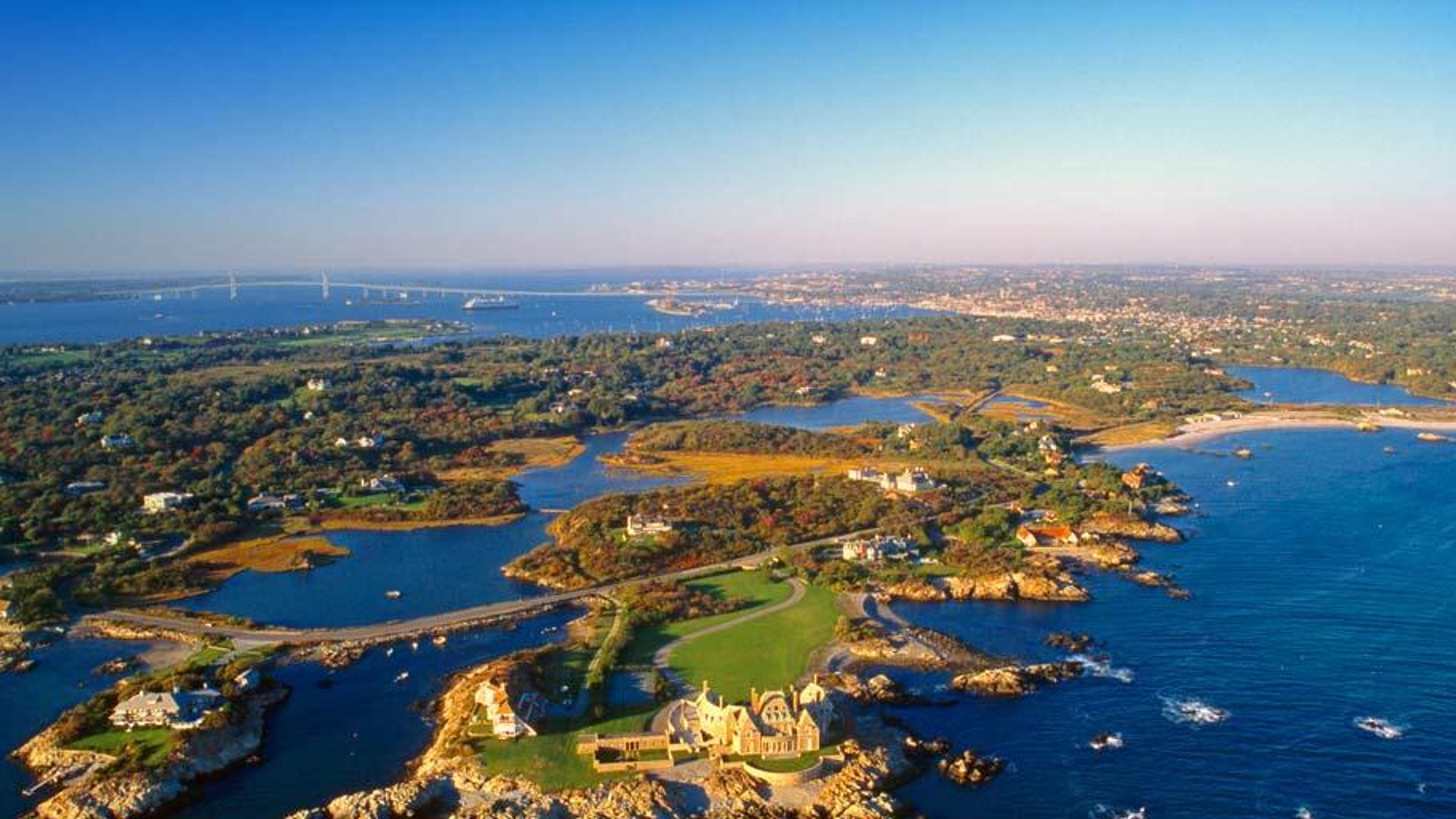 Aerial view near Ocean Drive in Newport, Rhode Island - Bing Gallery