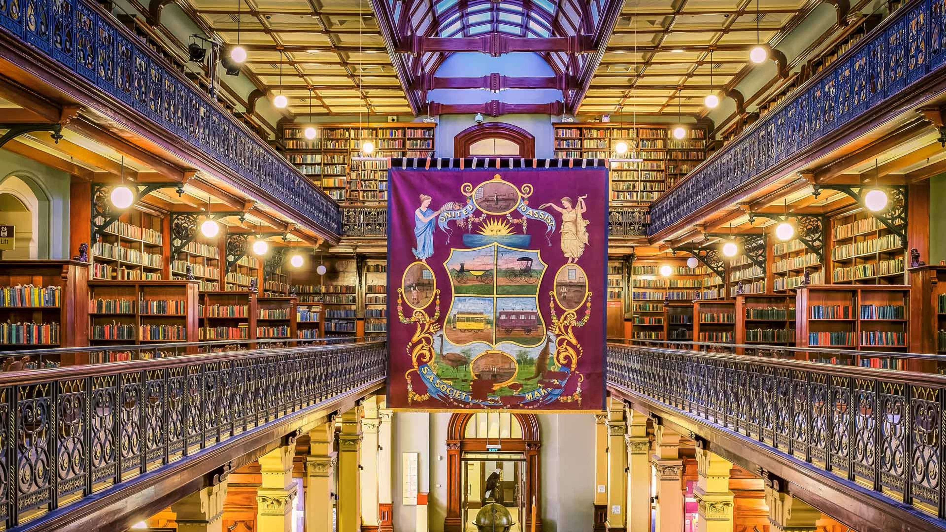 The interior of the historic Mortlock Library, in the State Library of ...