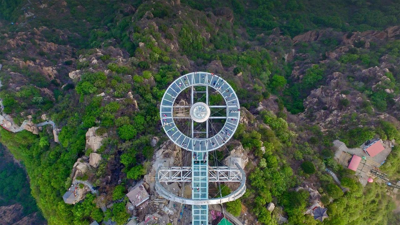 Glass sightseeing platform in Shilinxia Scenic Area, Pinggu District of ...