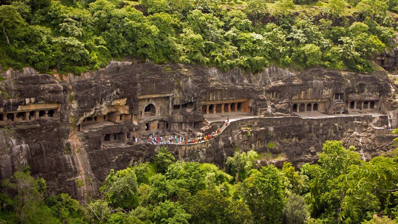 Aerial view of Ajanta Caves, Maharashtra | Peapix
